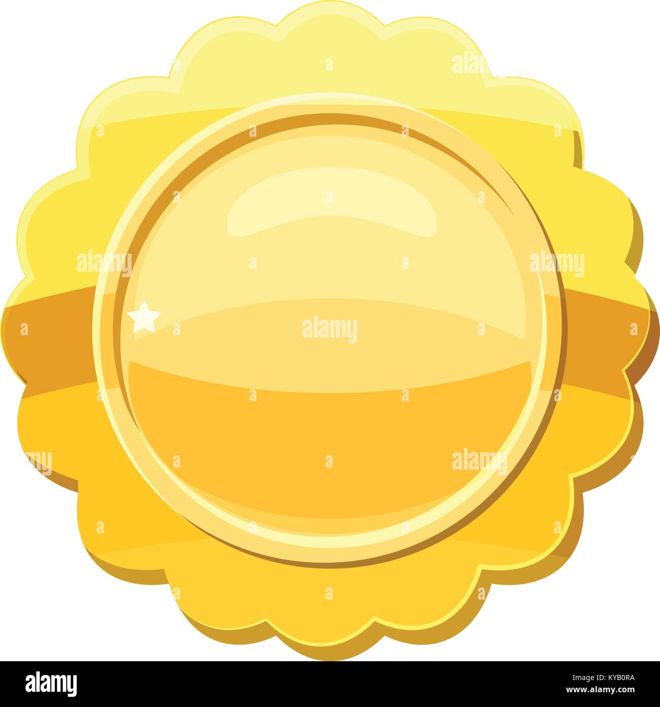 Gold circle metal badge icon. Cartoon illustration of gold circle metal ...