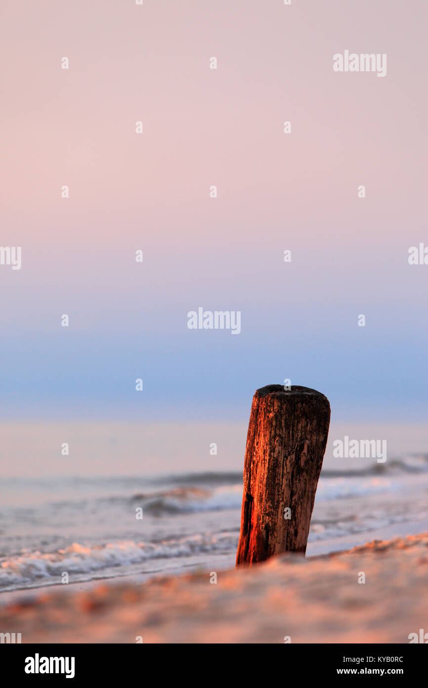 Baltic Sea shore line and beach in Rowy, Poland during sunset Stock ...
