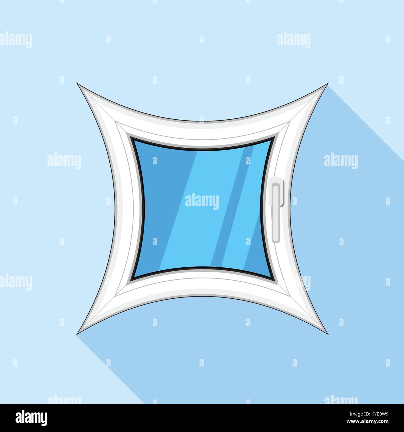 Curved square plastic window icon. Flat illustration of curved square ...
