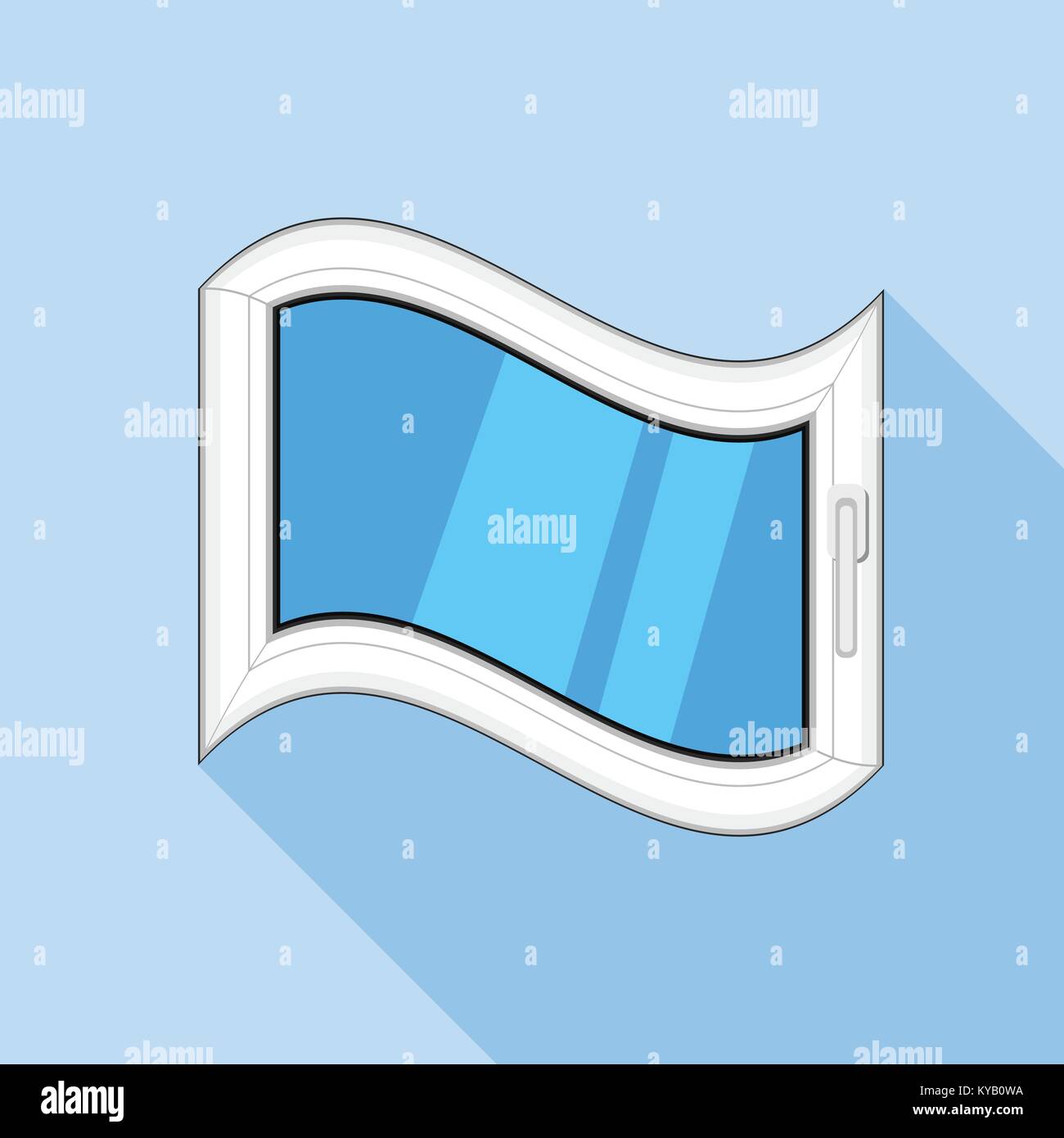 Curved plastic window icon. Flat illustration of curved plastic window ...