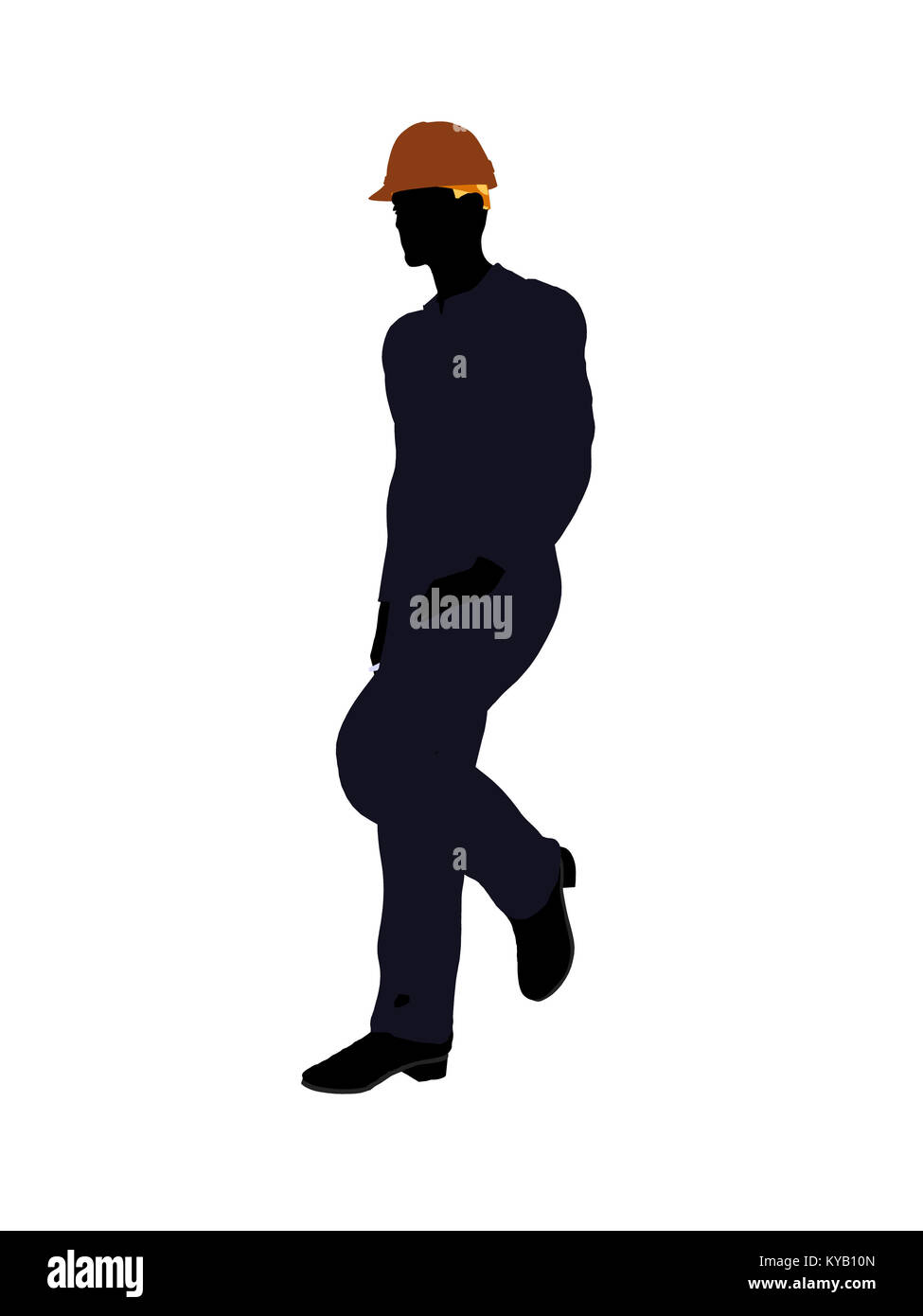 Male construction worker art illustration silhouette on a white ...