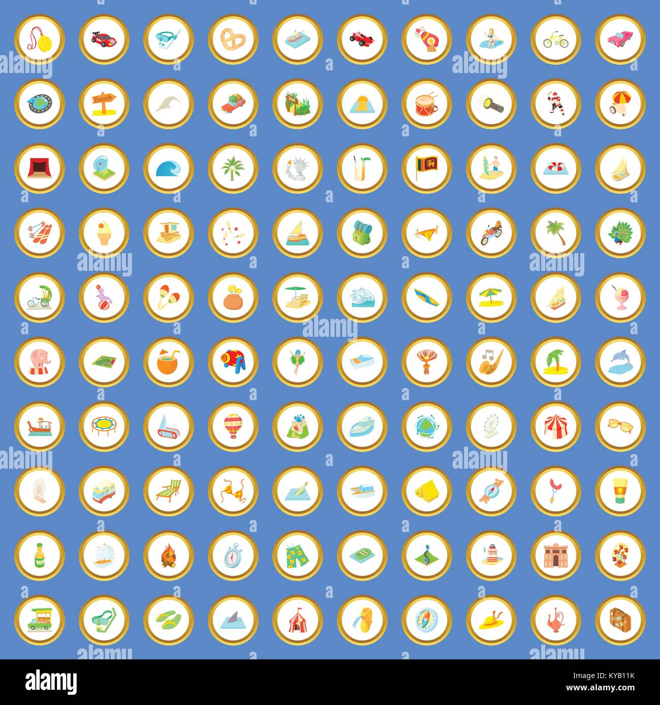 100 adventure time icons circle set on blue background cartoon style ...