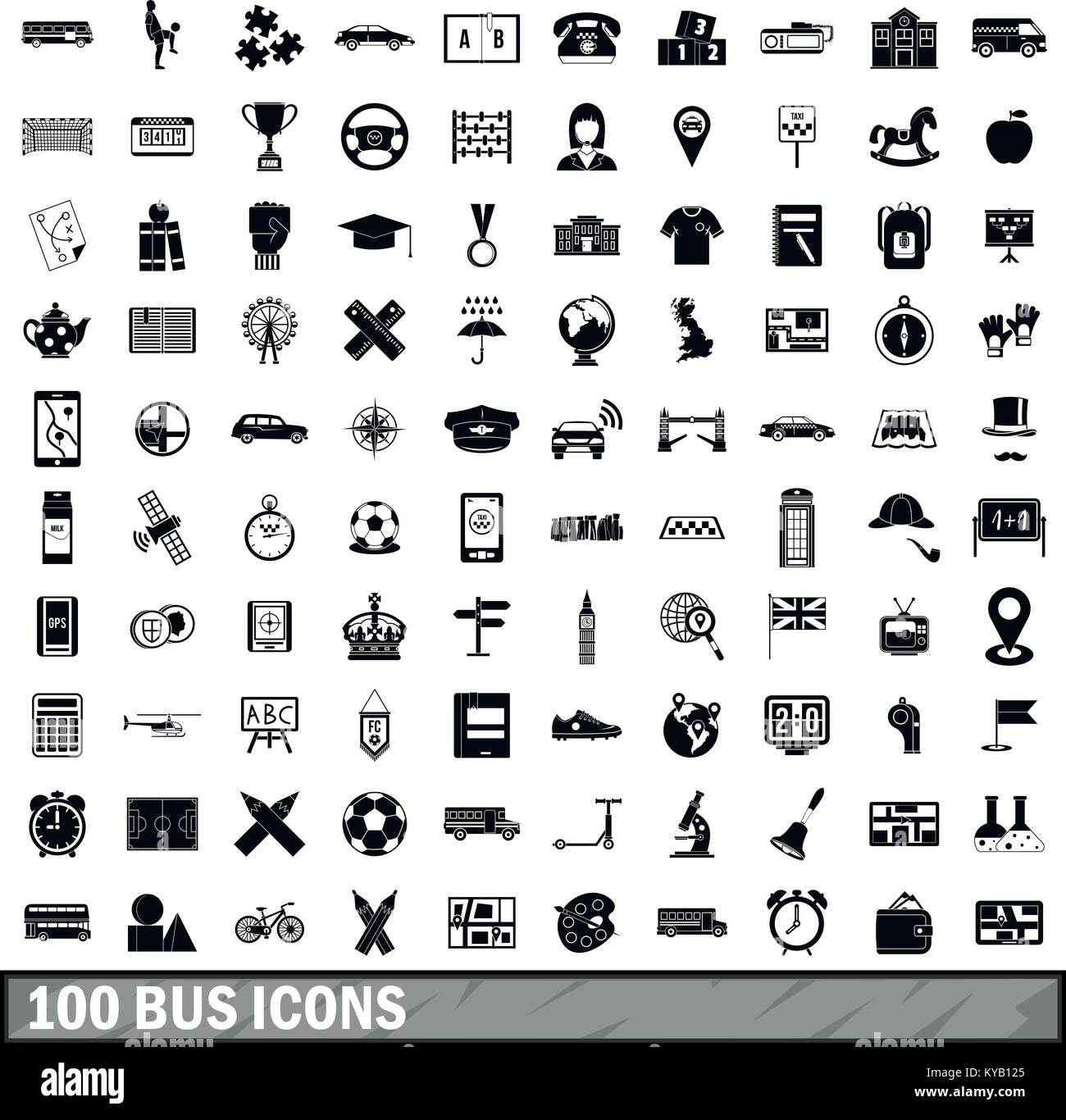 100 bus icons set in simple style for any design vector illustration ...