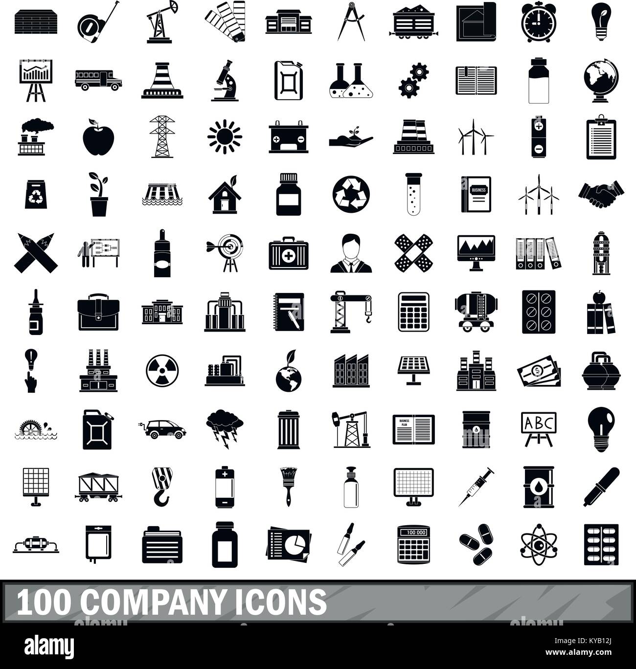 100 company icons set in simple style for any design vector ...