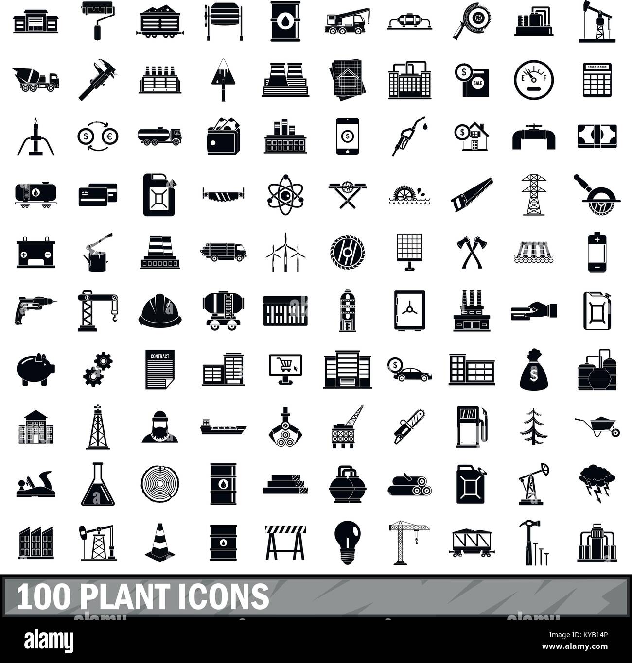 100 plant icons set in simple style for any design vector illustration ...