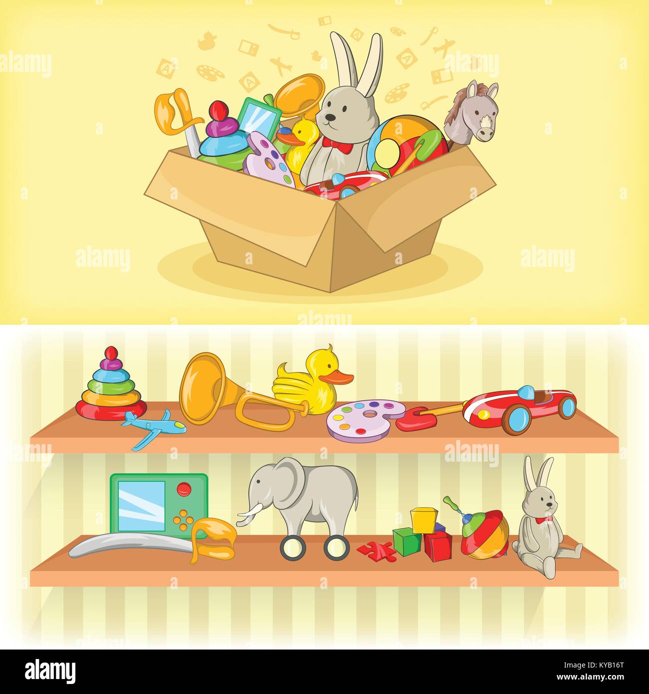 Baby toys banner set horizontal in cartoon style for any design vector ...