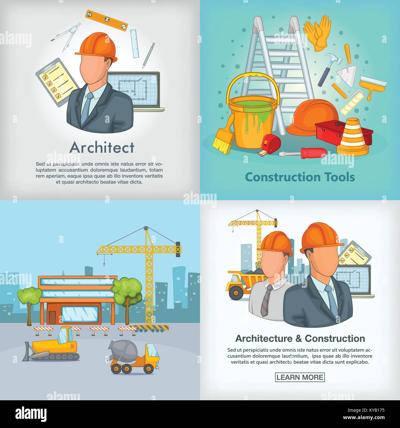 Architecture banner set in cartoon style for any design vector ...