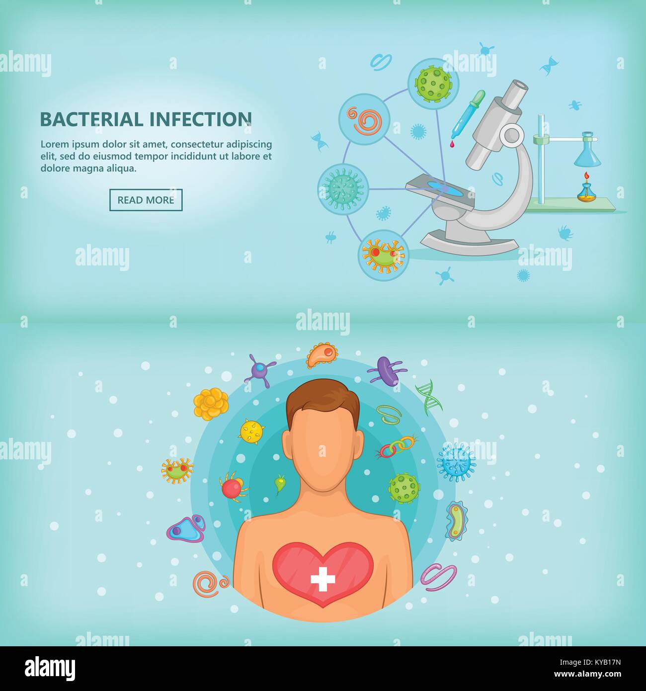 Virus banner set horizontal in cartoon style for any design vector ...