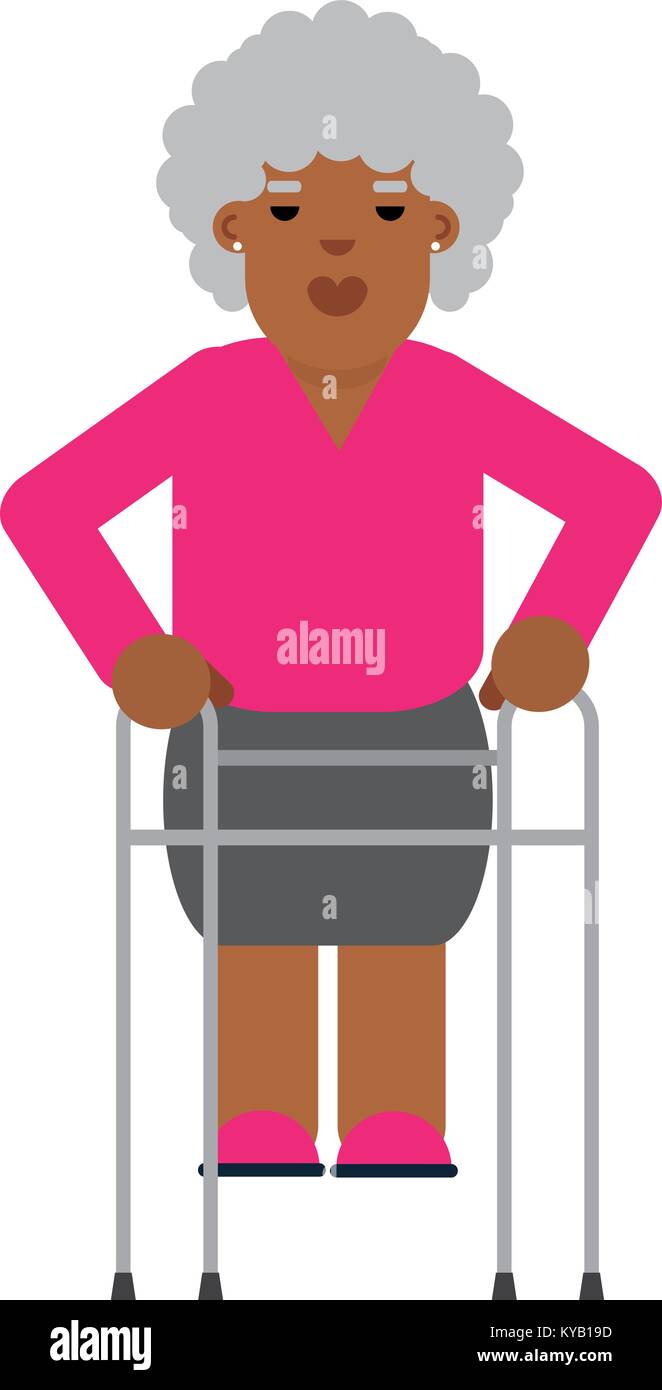 African old woman with Walker Stock Vector Image & Art - Alamy