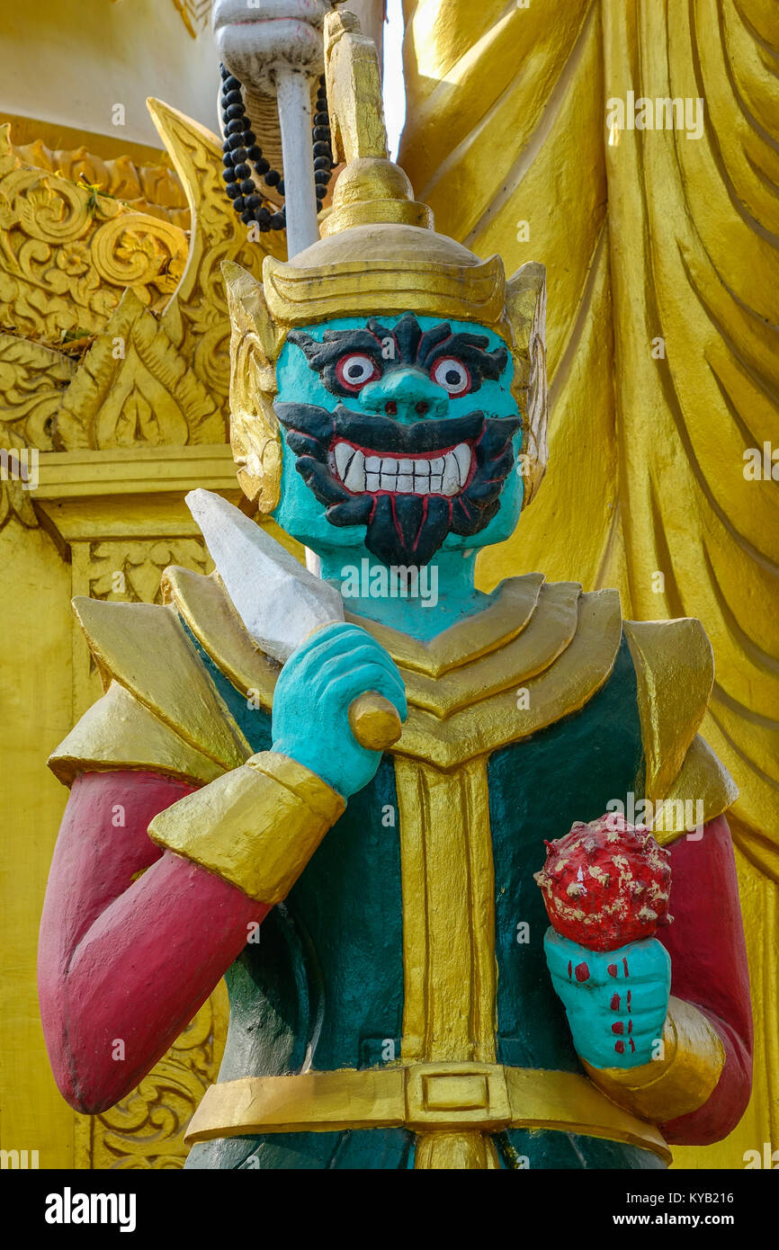 A God statue at ancient Buddhist temple in Mandalay, Myanmar Stock ...