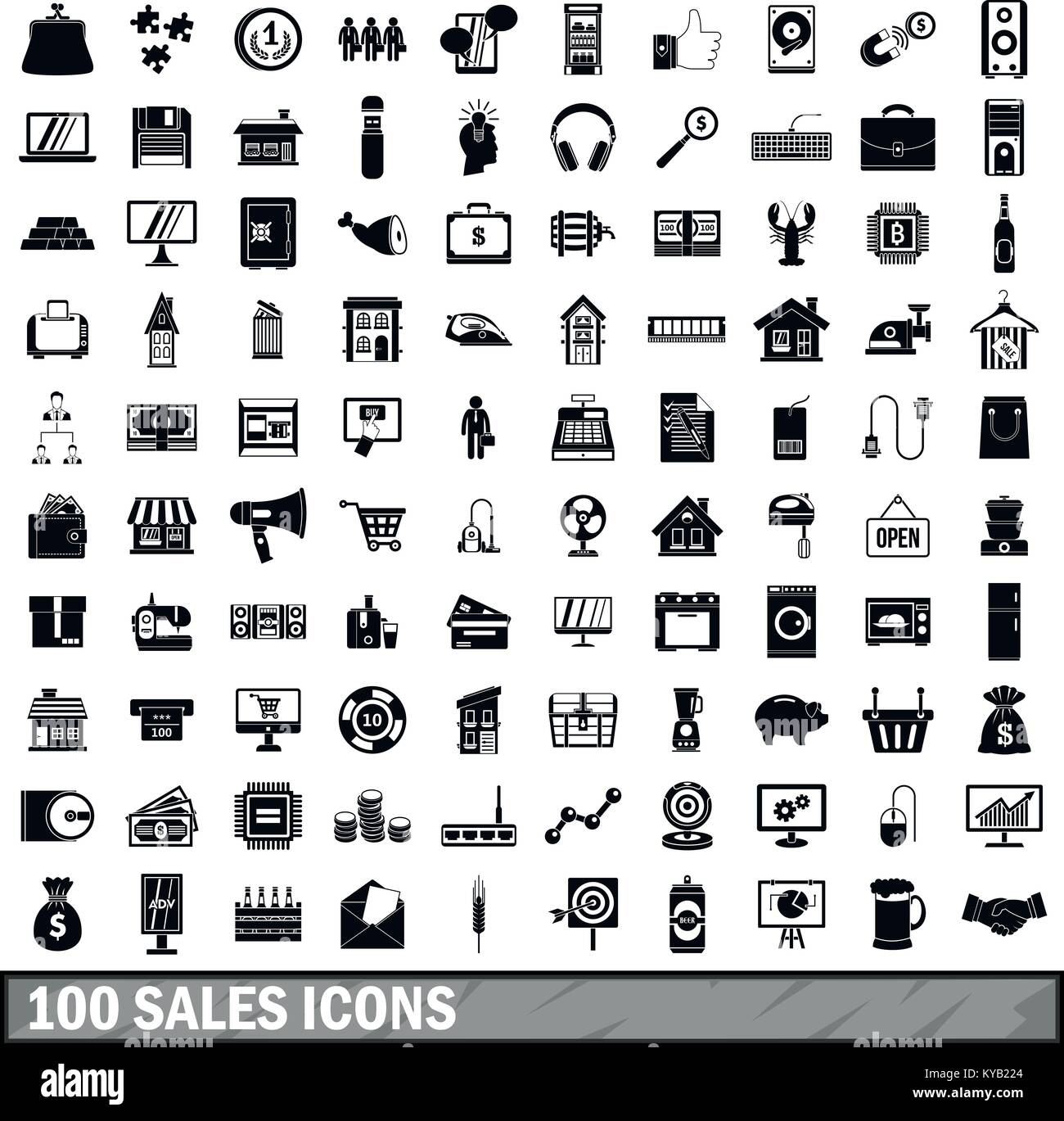 100 sales icons set in simple style for any design vector illustration ...