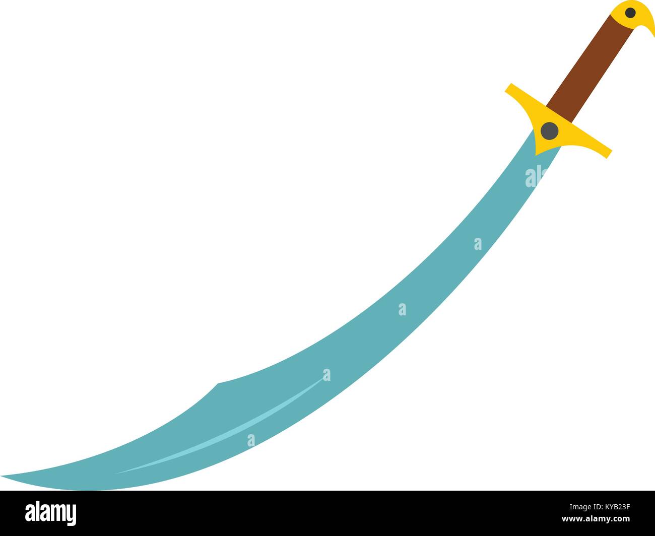 Arabian scimitar sword icon flat isolated on white background vector ...