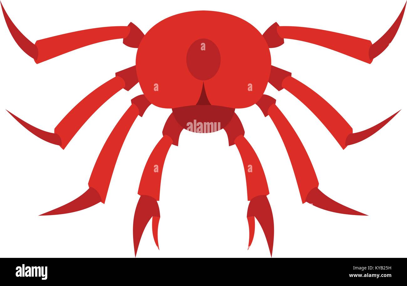 Red crab icon flat isolated on white background vector illustration ...