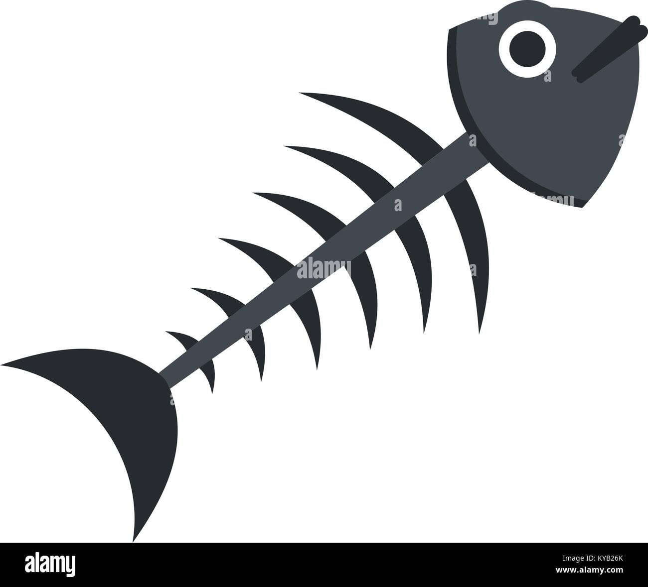 Fish bone icon flat isolated on white background vector illustration ...