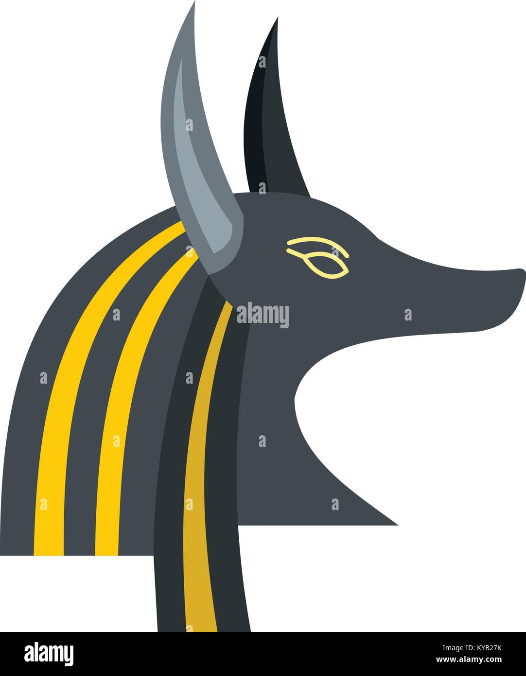 Anubis head icon flat isolated on white background vector illustration ...