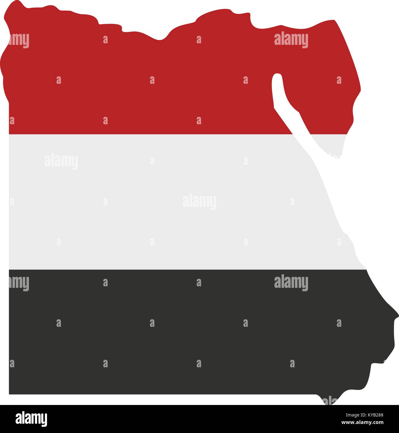 Map of Egypt in Egyptian flag colors icon flat isolated on white ...
