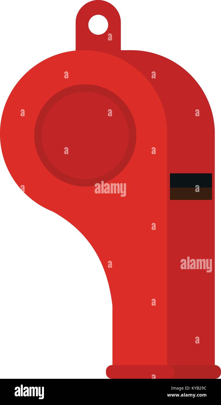 Red sport whistle icon flat isolated on white background vector ...