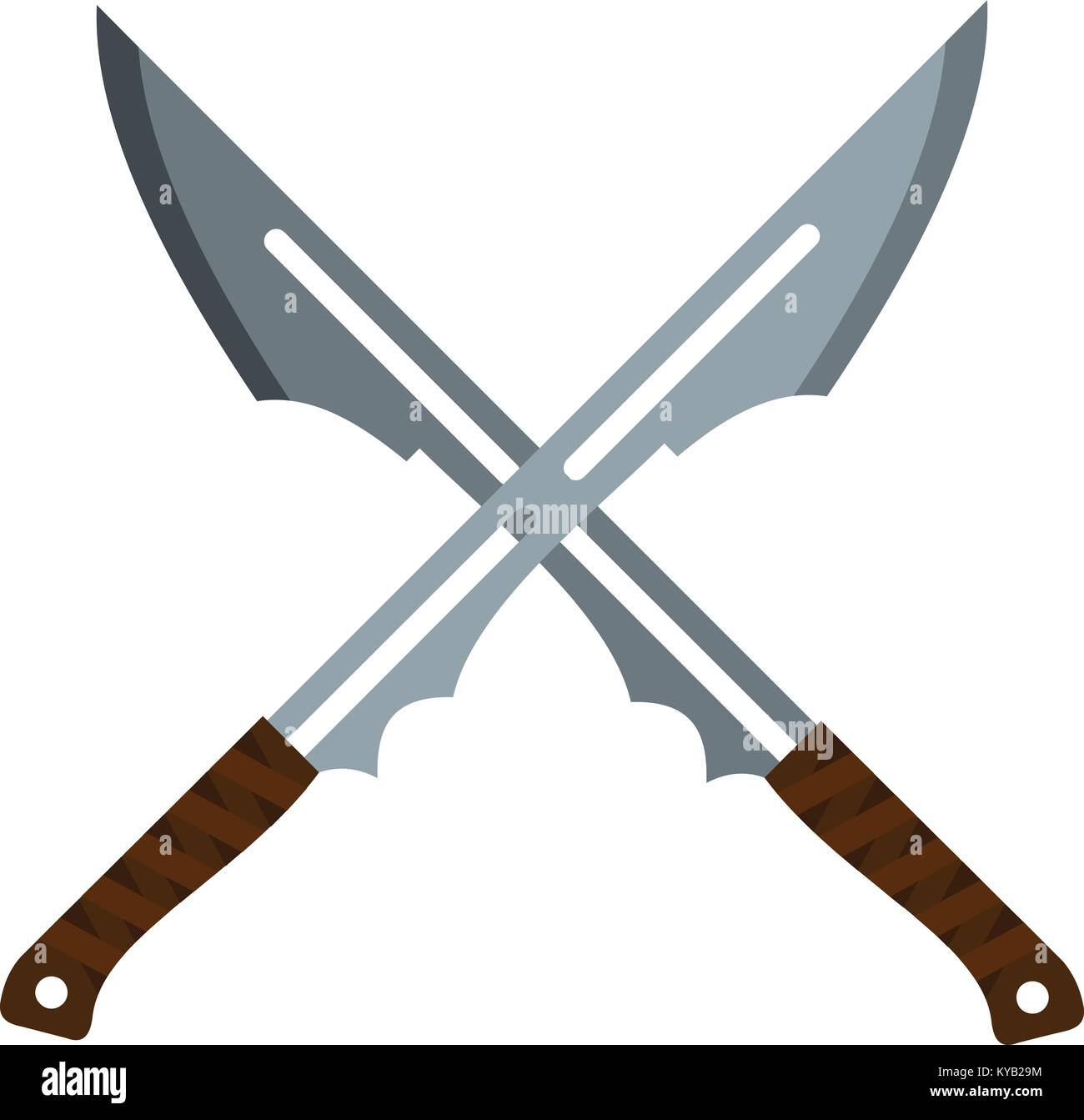 Japanese short swords icon flat isolated on white background vector ...