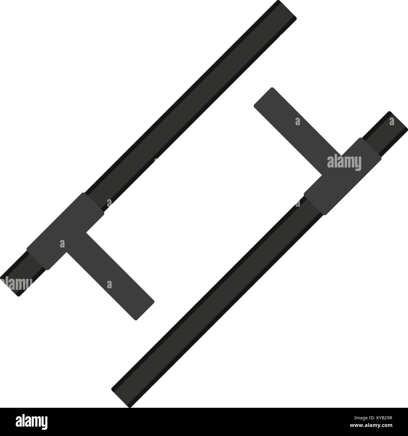 Tonfa, traditional asian weapon icon flat isolated on white background ...