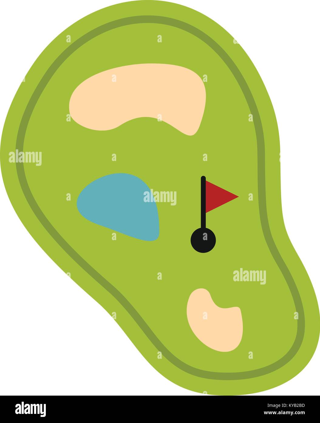 Golf course map with pond icon flat isolated on white background vector ...