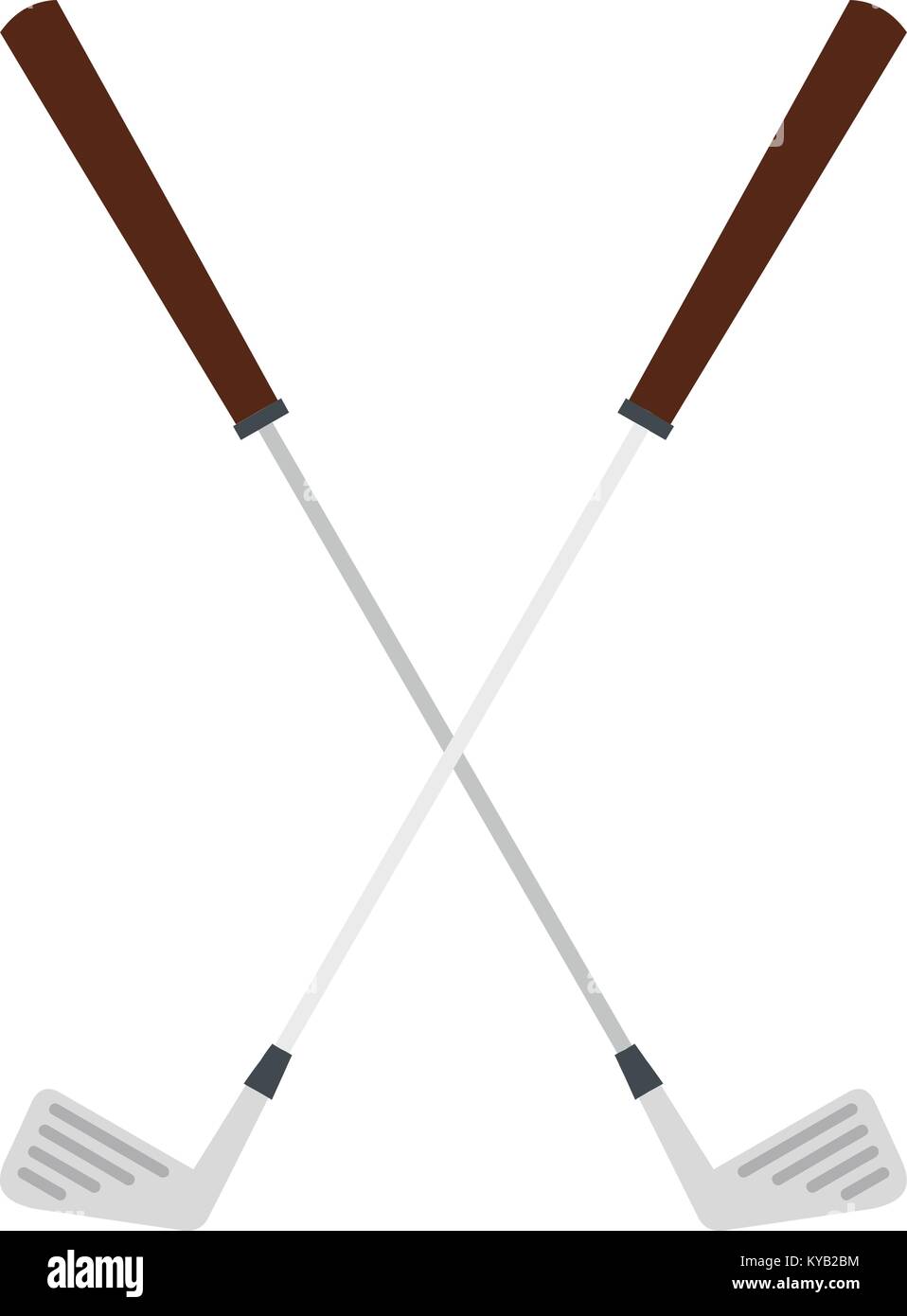 Crossed Golf Clubs Icon Flat Isolated On White Background Vector