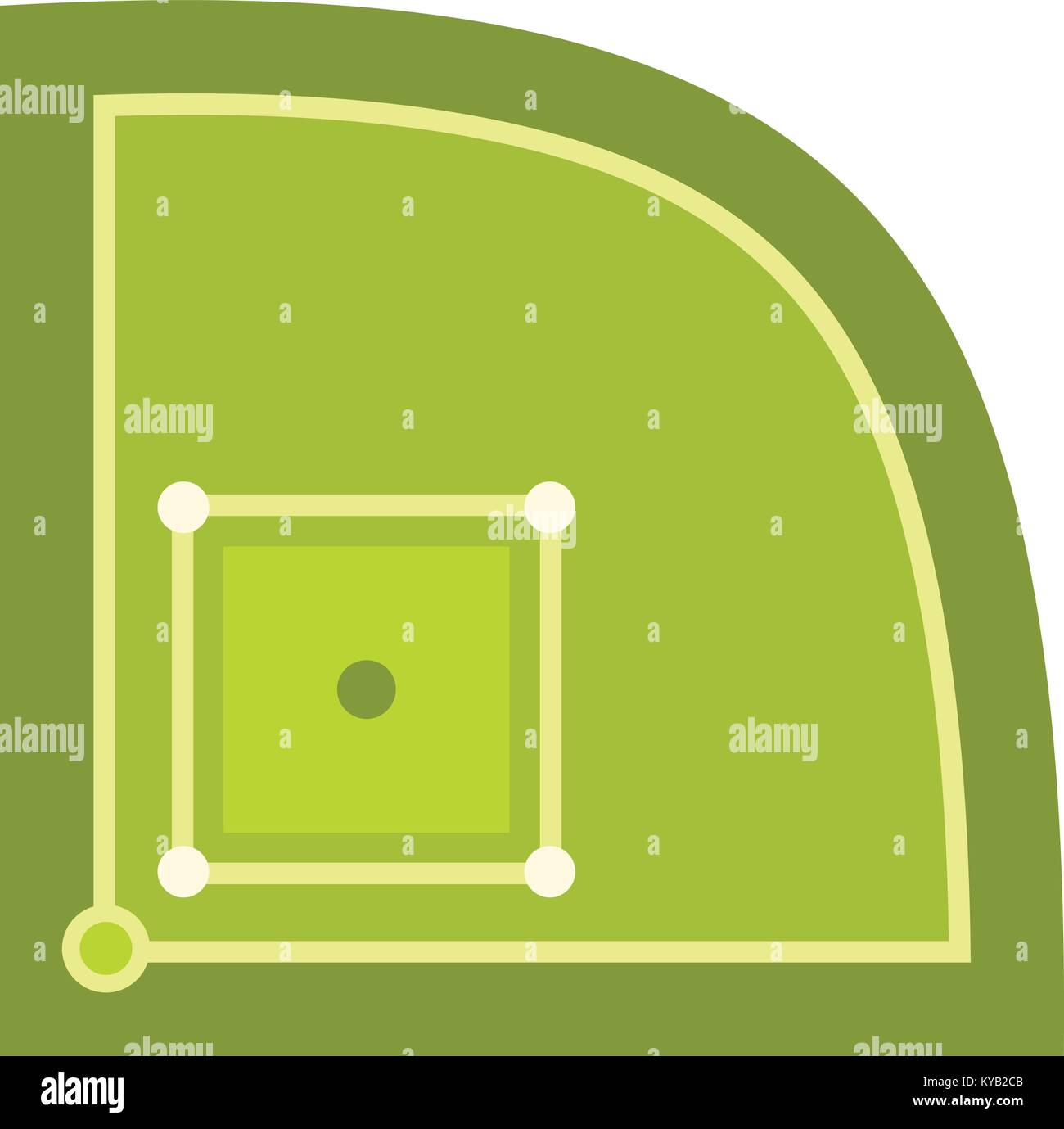 Green baseball field icon flat isolated on white background vector ...