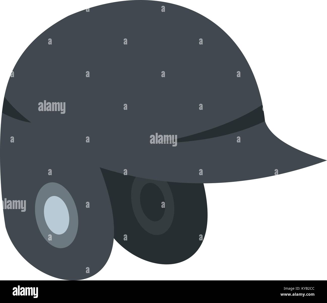 Grey baseball helmet icon flat isolated on white background vector ...