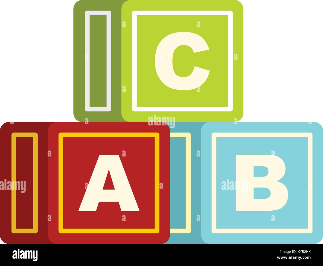 Colorful alphabet cubes icon flat isolated on white background vector ...