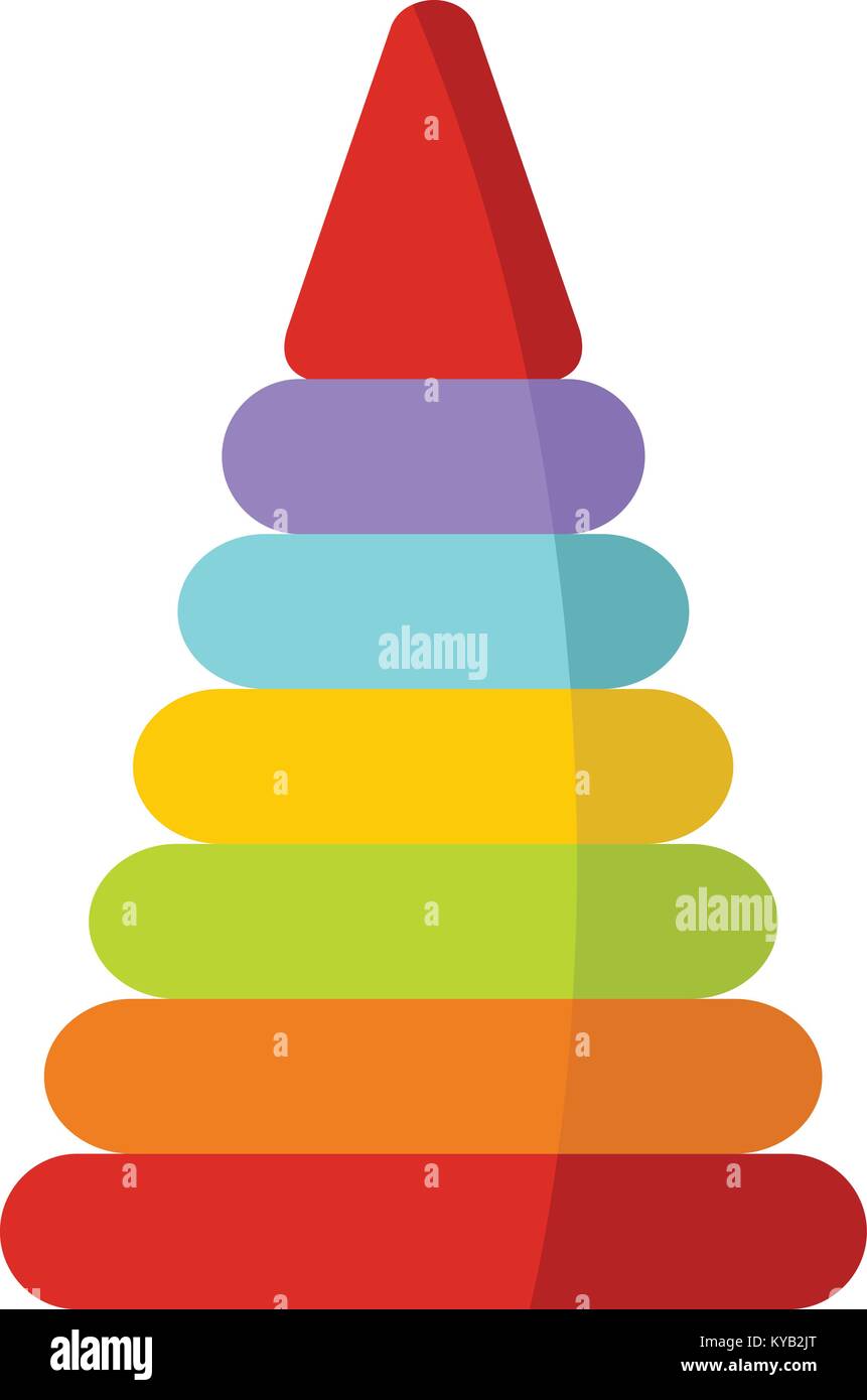 Colorful toy pyramid icon flat isolated on white background vector ...