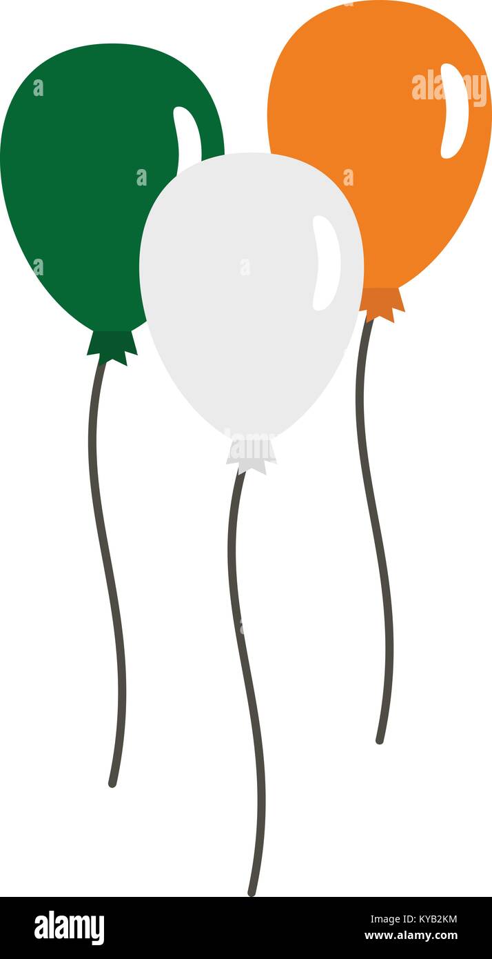 Balloons in Irish flag colors icon flat isolated on white background ...