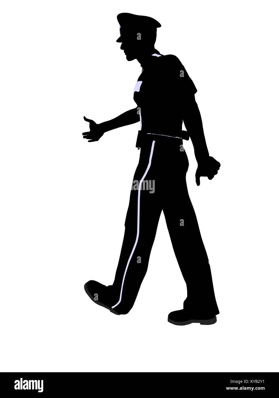 Male police officer silhouette illustration on a white background Stock ...
