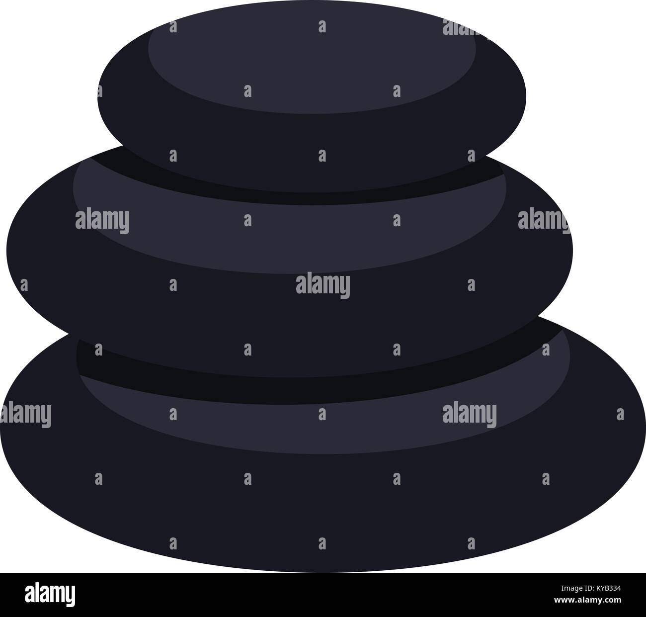 Stack of black basalt balancing stones icon flat isolated on white ...