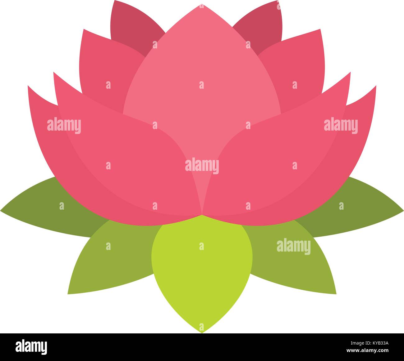 Pink lotus flower icon flat isolated on white background vector ...
