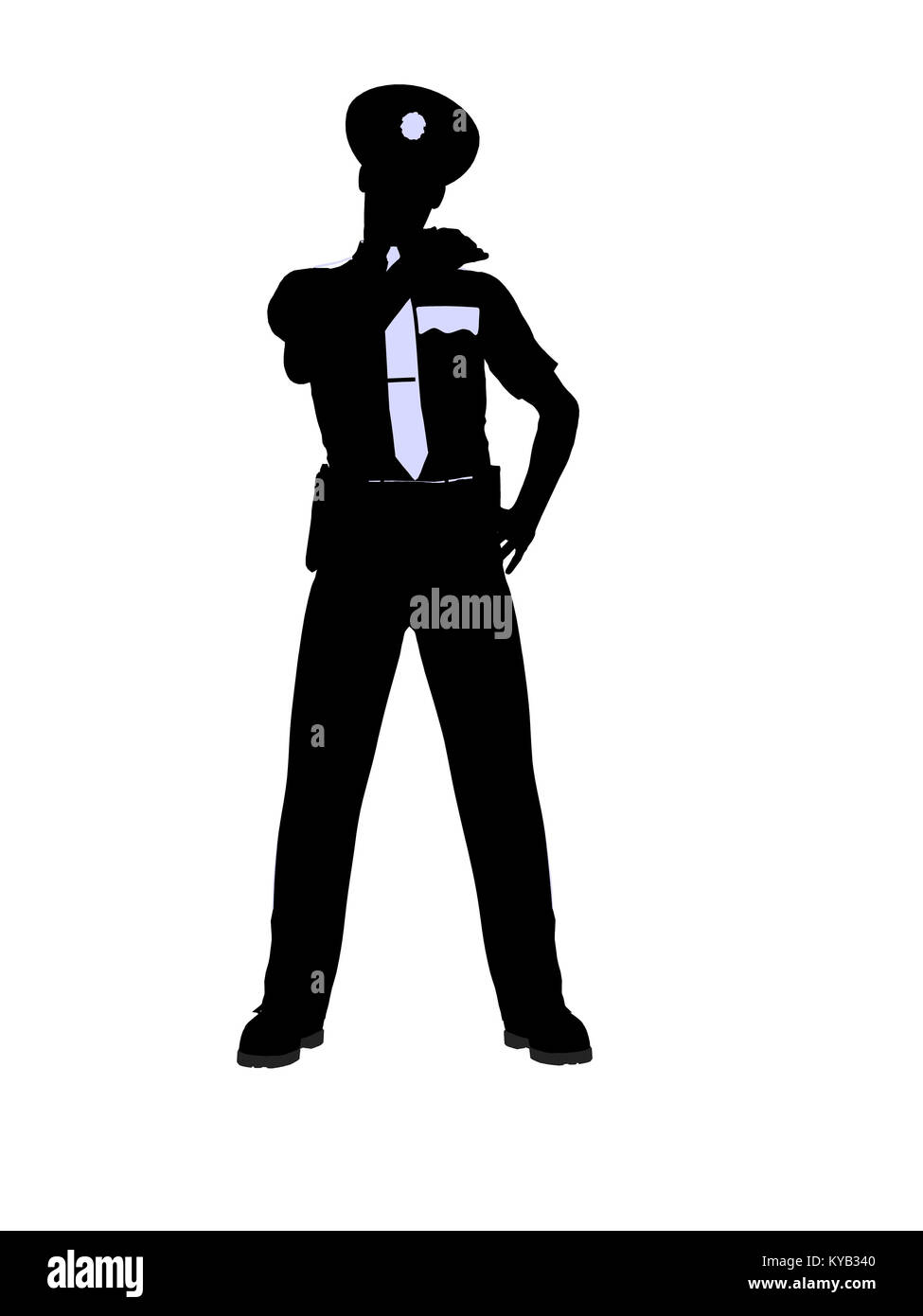 Male police officer silhouette illustration on a white background Stock ...