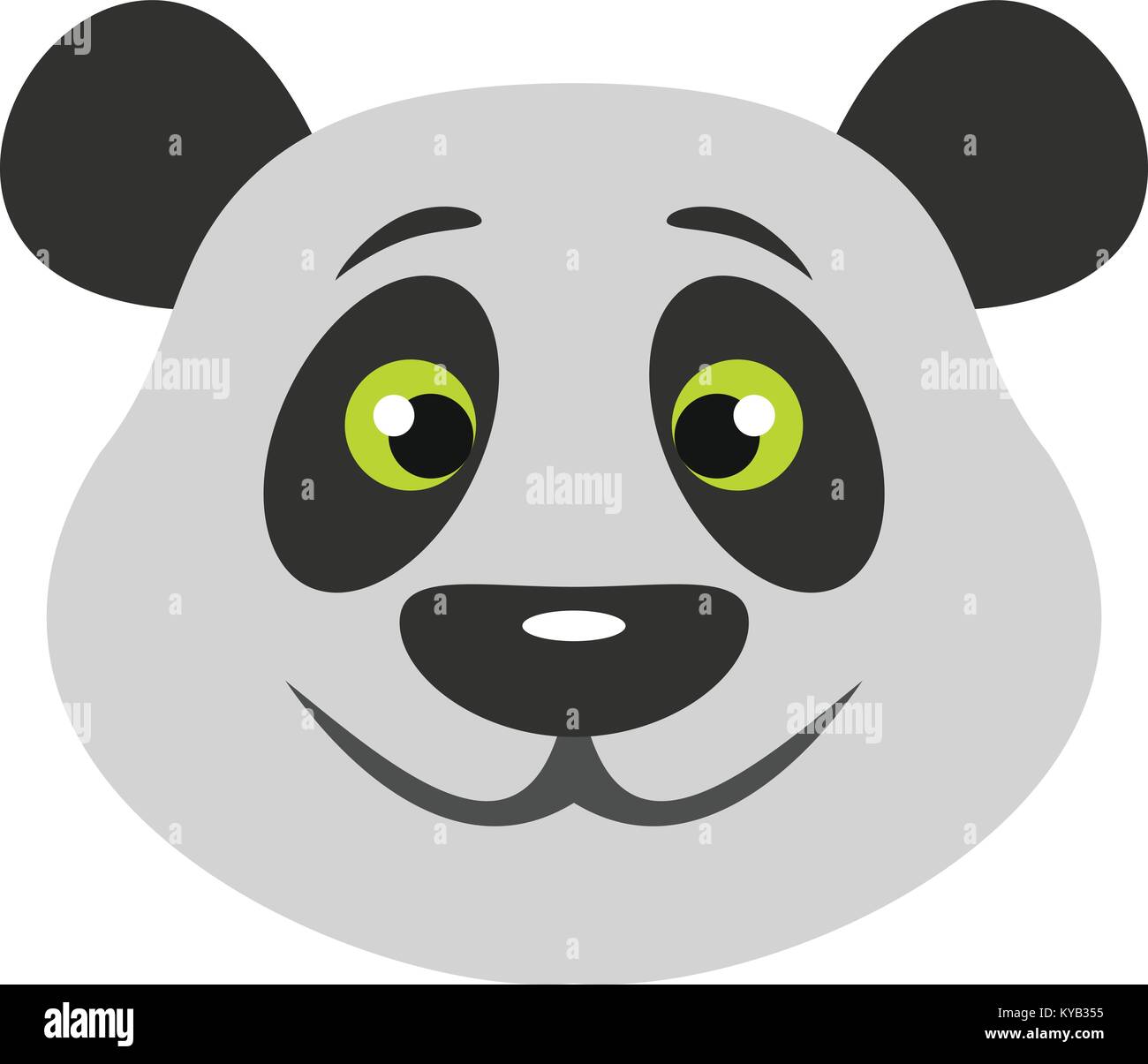 Head of panda bear icon flat isolated on white background vector ...
