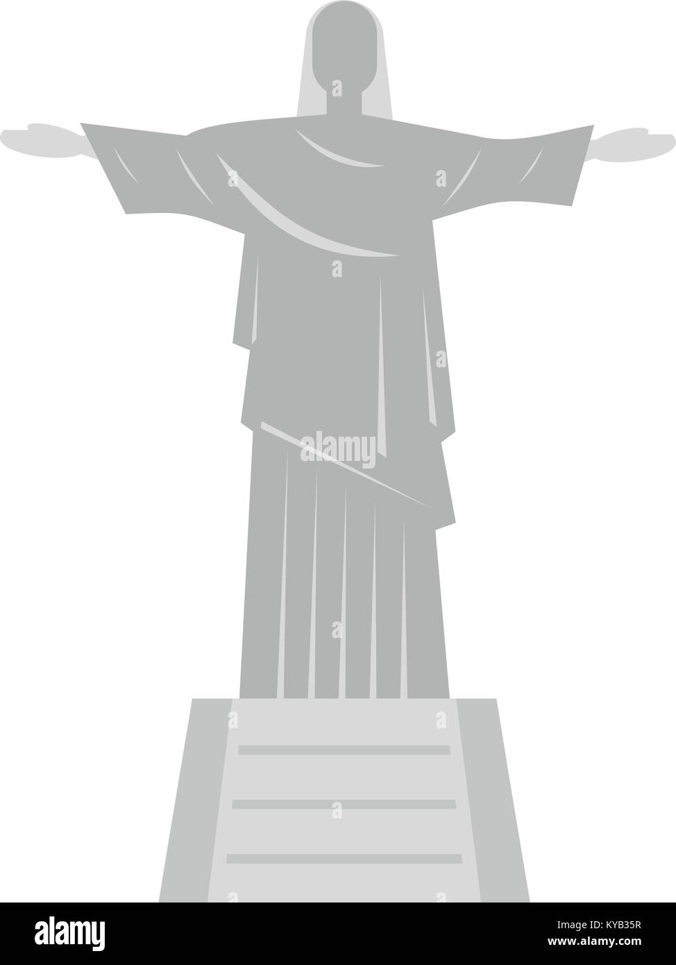 Christ the Redeemer statue, Rio de Janeiro icon flat isolated on white ...