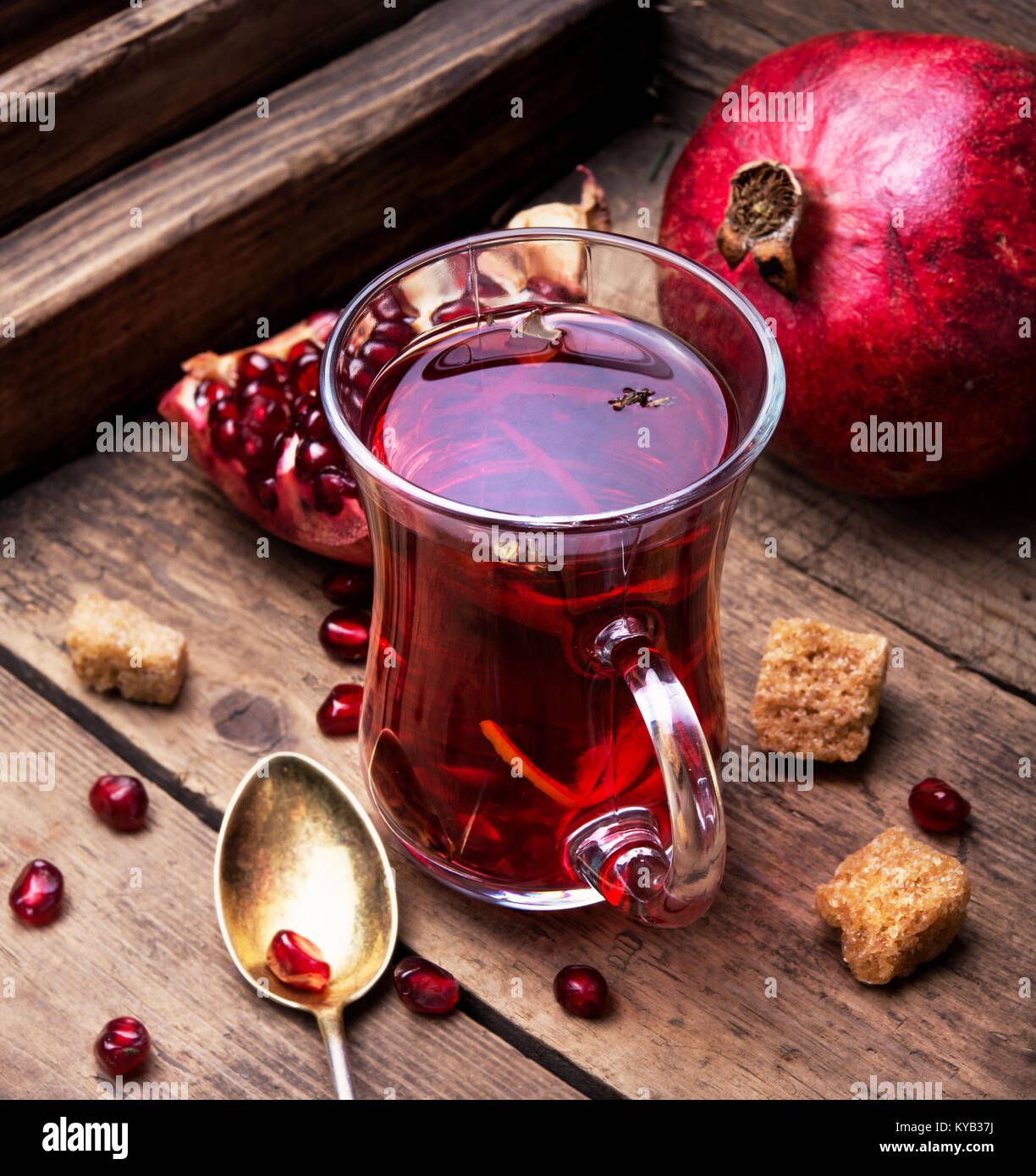turkish winter tasty tea with pomegranate seeds Stock Photo - Alamy