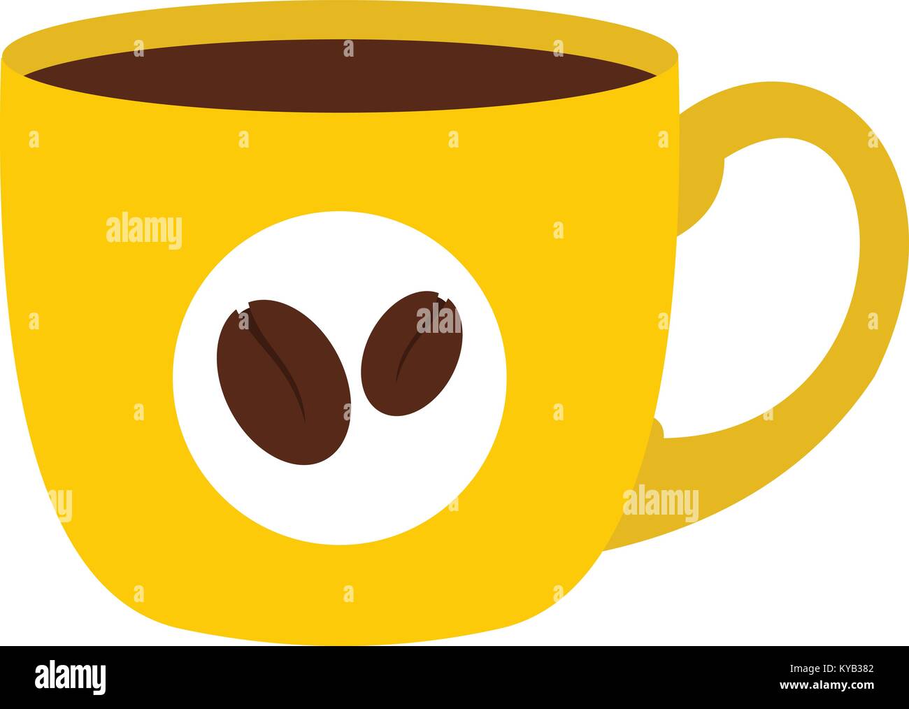 Yellow cup of coffee icon flat isolated on white background vector ...