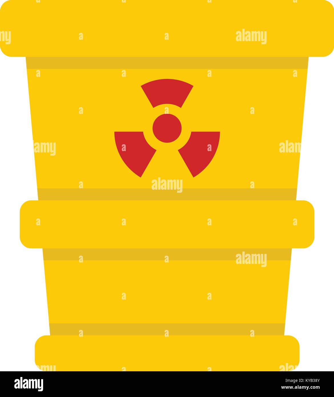 Yellow trashcan containing radioactive waste icon flat isolated on ...