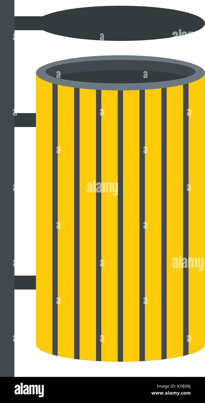 Yellow litter waste bin icon flat isolated on white background vector ...