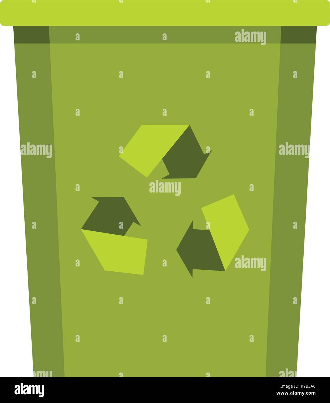 Green recycle bin with recycle symbol icon flat isolated on white ...