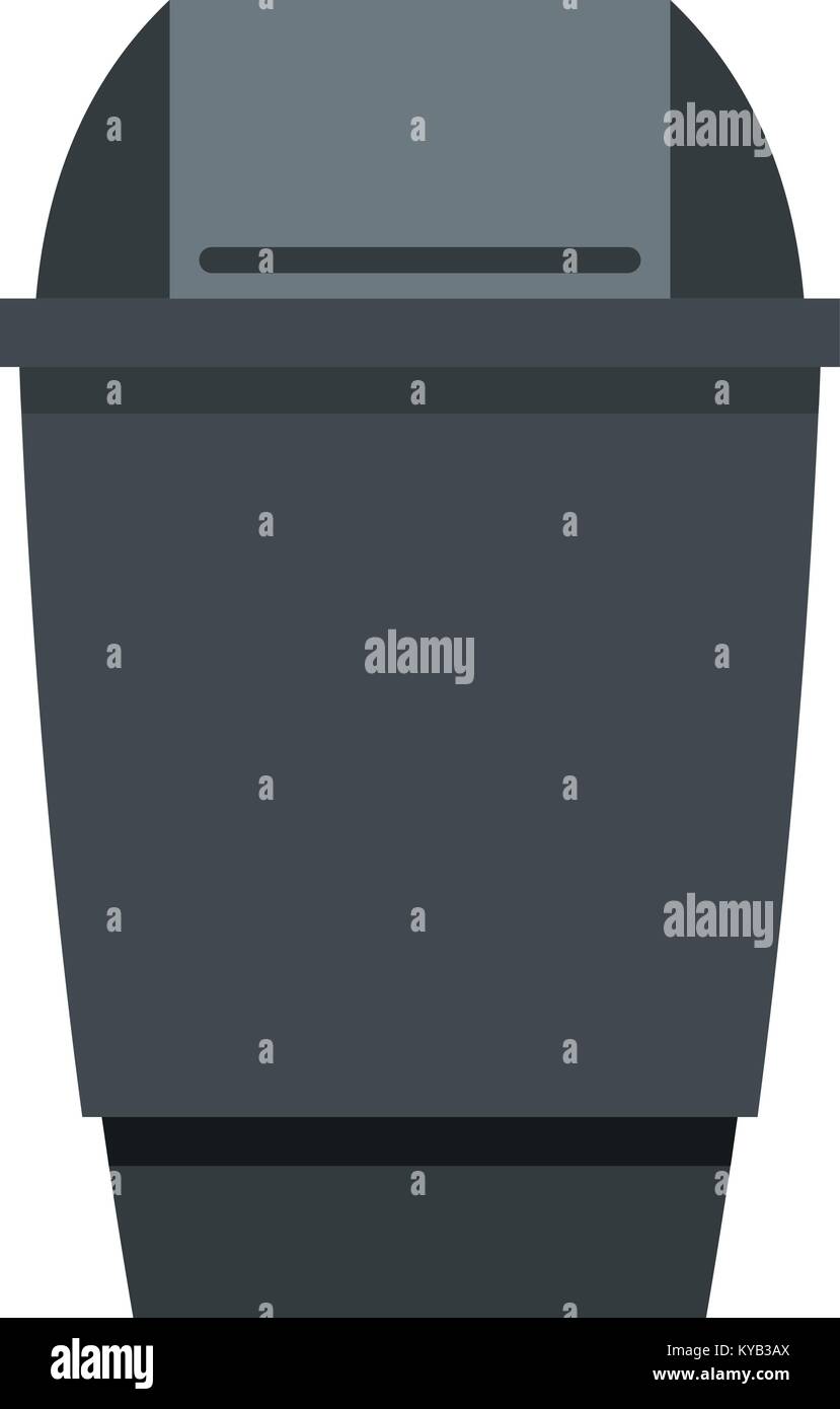 Grey flip lid bin icon flat isolated on white background vector ...