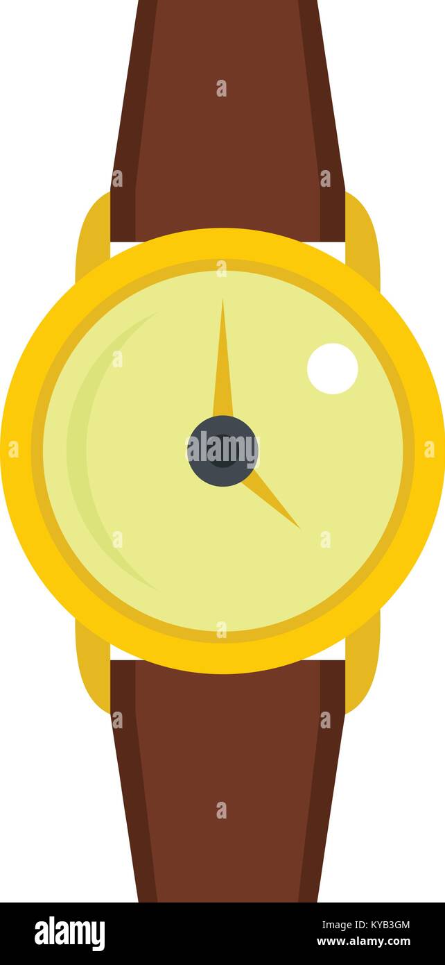 Gold wristwatch icon flat isolated on white background vector ...