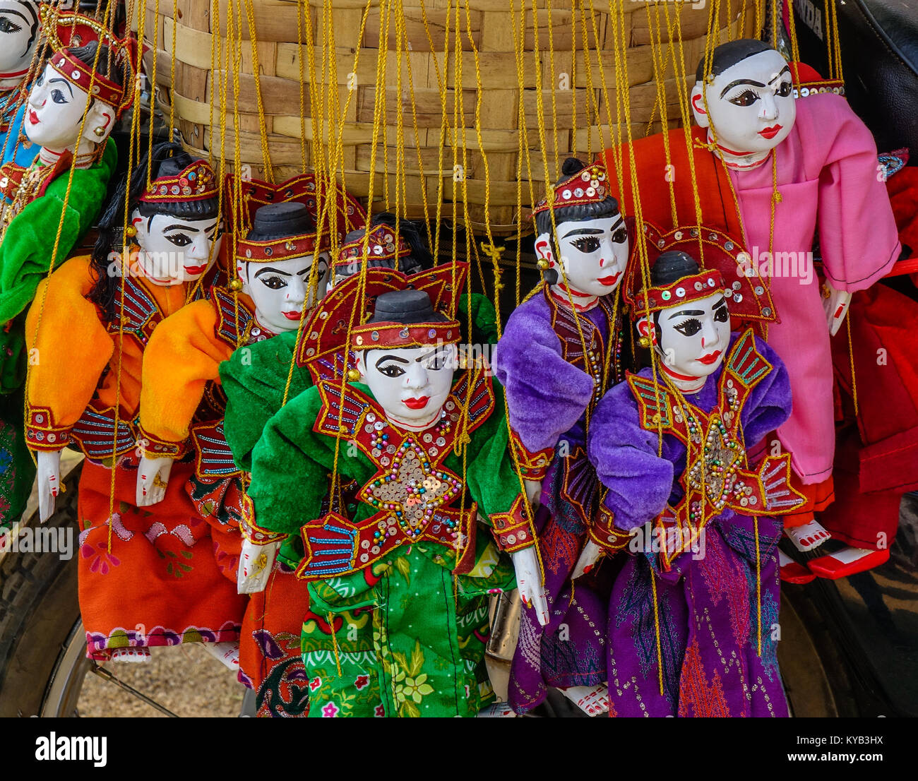 Traditional handicraft puppets for sale in Bagan, Myanmar Stock Photo ...