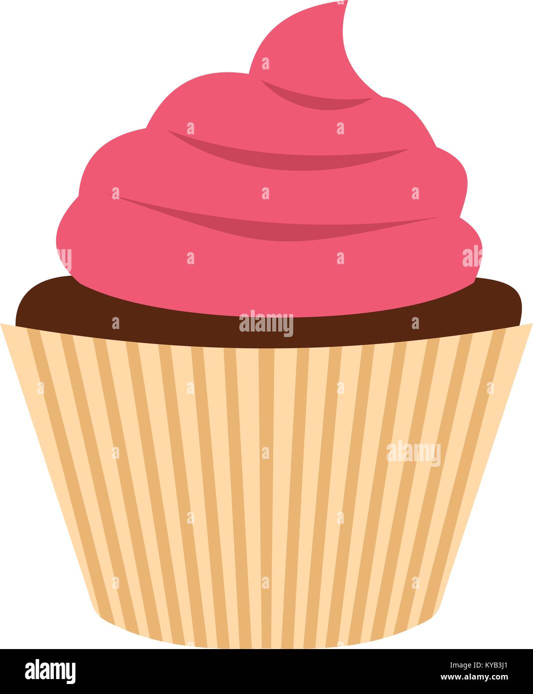 Pink cupcake icon flat isolated on white background vector illustration ...