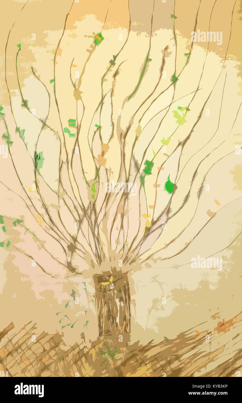 abstract art autumn tree. autumn background. Illustration Stock Photo ...