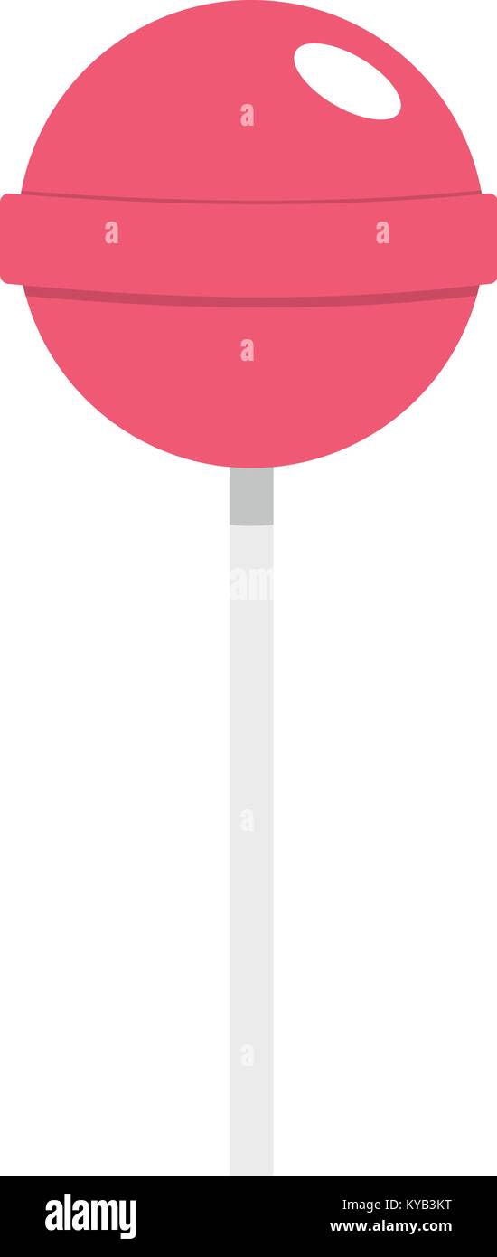 Pink lollipop icon flat isolated on white background vector ...