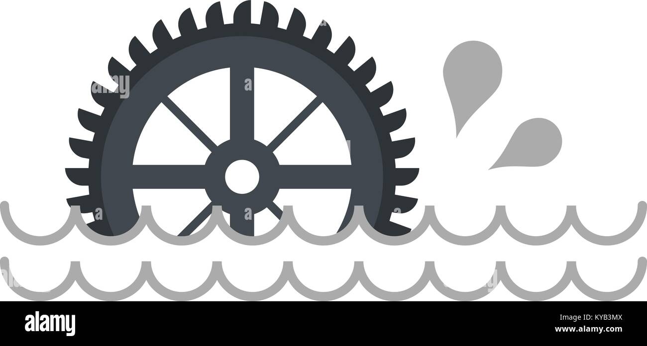 Big waterwheel icon flat isolated on white background vector ...