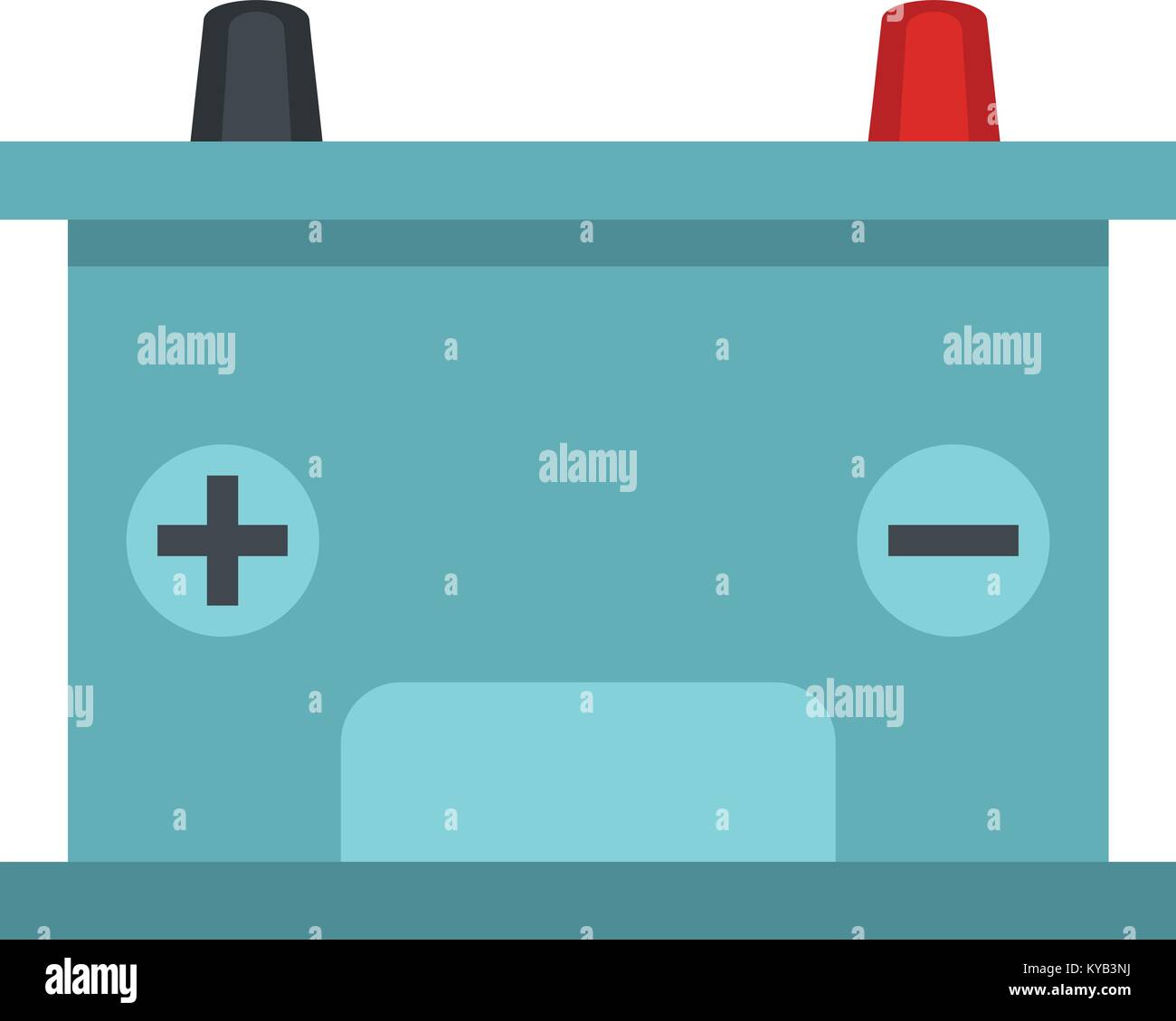 Blue battery car icon flat isolated on white background vector ...