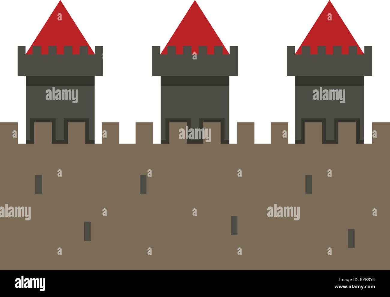 Medieval fortification icon flat isolated on white background vector ...